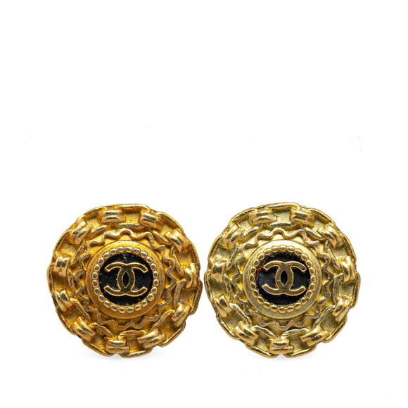 CHANEL | Jewelry | Chanel Gold Plated Coco Mark Chain Motif Earrings ...
